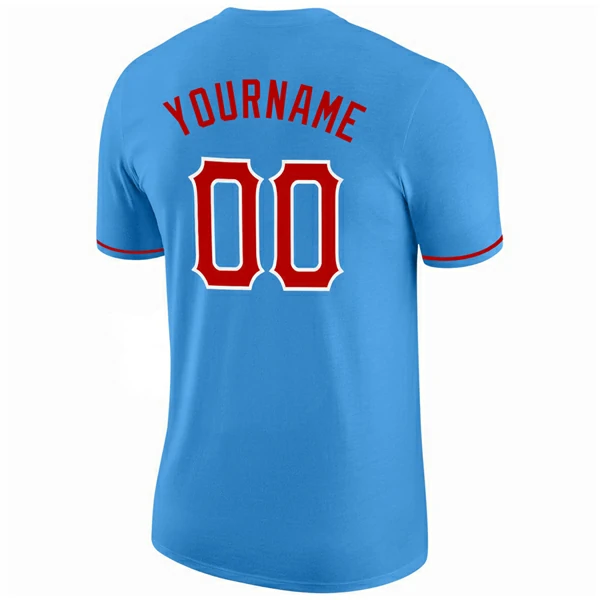 Custom Powder Blue Red-White Performance T-Shirt,wincustom,Fashion ...