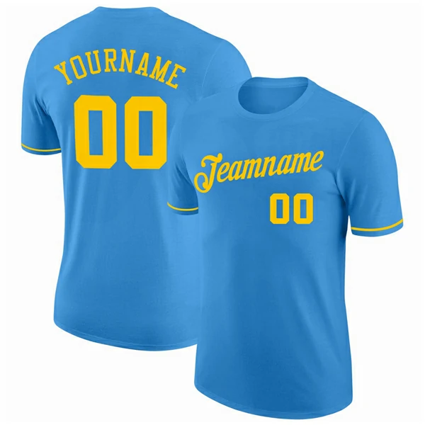 Custom Powder Blue Gold Performance T-Shirt,wincustom,Fashion Baseball ...